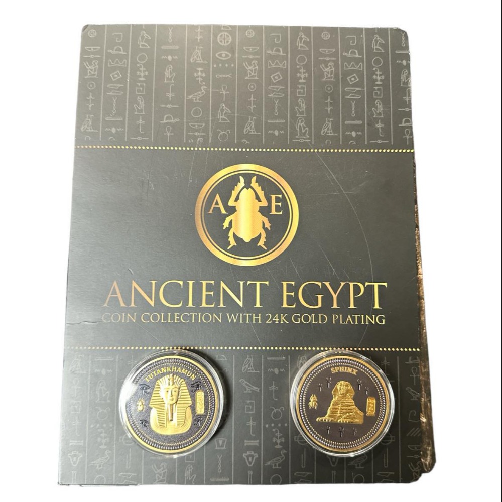 Pre-owned Ancient Egypt Sphinx & Tutankhamun Coins 24k Gold Plating ...